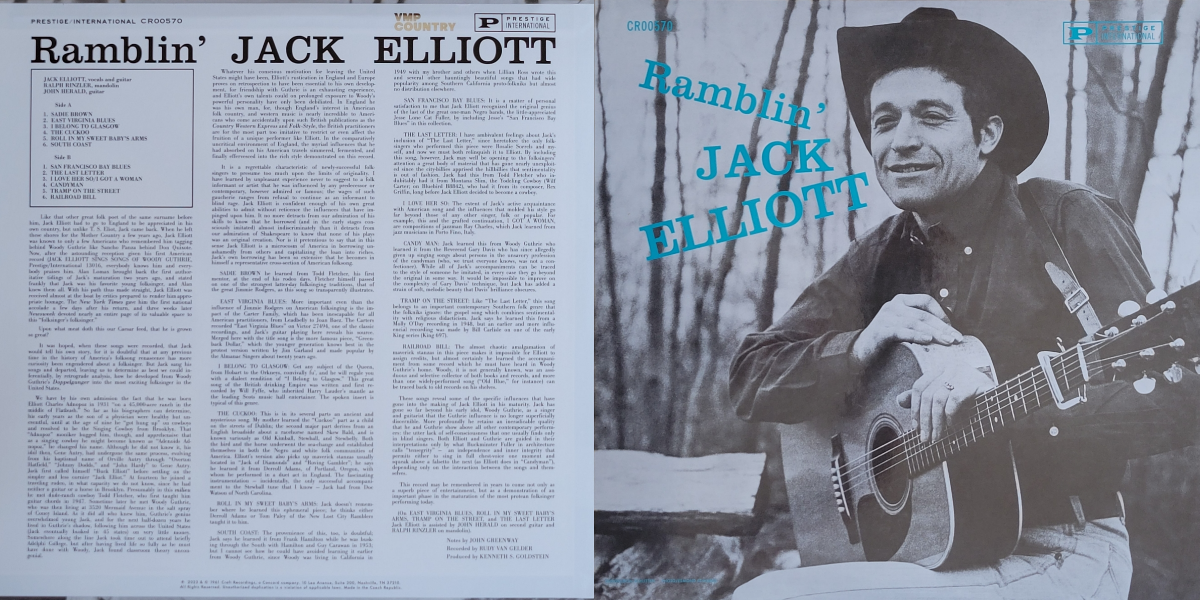 Jack Elliott, Ramblin’ Jack Elliott, 1961 on Prestige International ...
